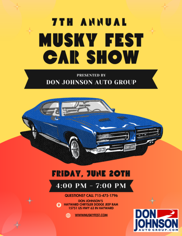 Car Show – Musky Festival: June 20-22, 2025 – Hayward, WI – Sawyer County